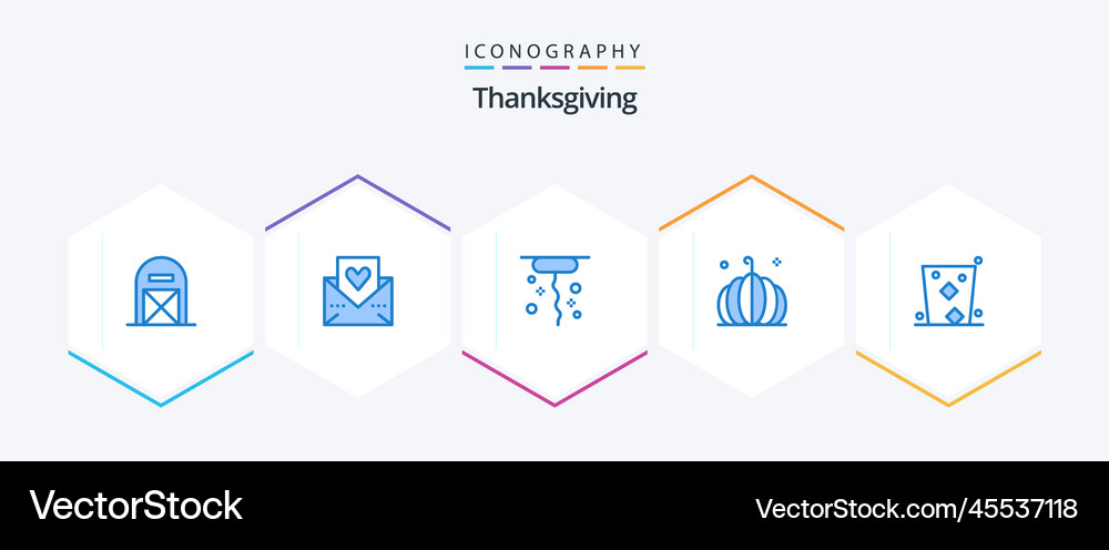 Thanks giving 25 blue icon pack including alcohol Vector Image