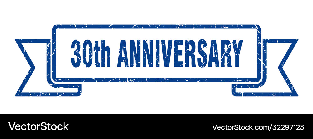 30th anniversary ribbon grunge Royalty Free Vector Image