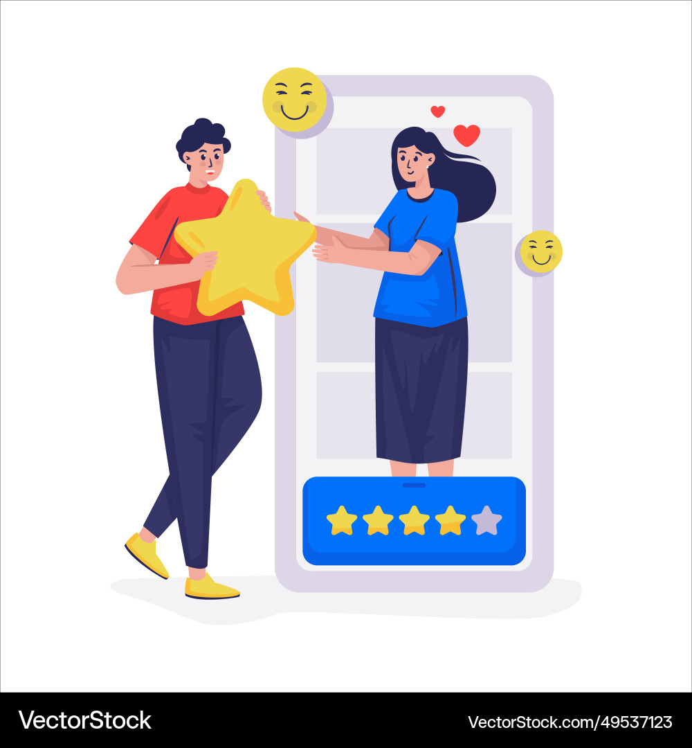 A man gives star for rating feedback Royalty Free Vector