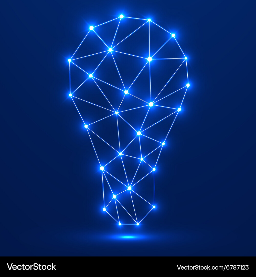 Abstract Polygonal Lamp With Glowing Dots And Vector Image