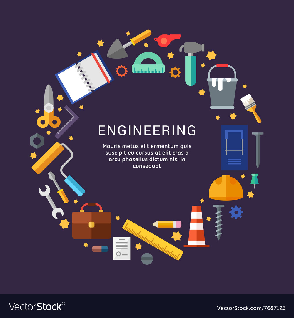 Building tools and objects in shape circle Vector Image