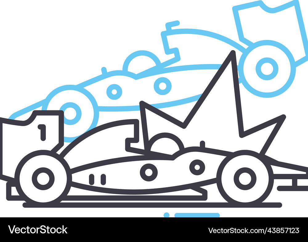 Car crash line icon outline symbol Royalty Free Vector Image