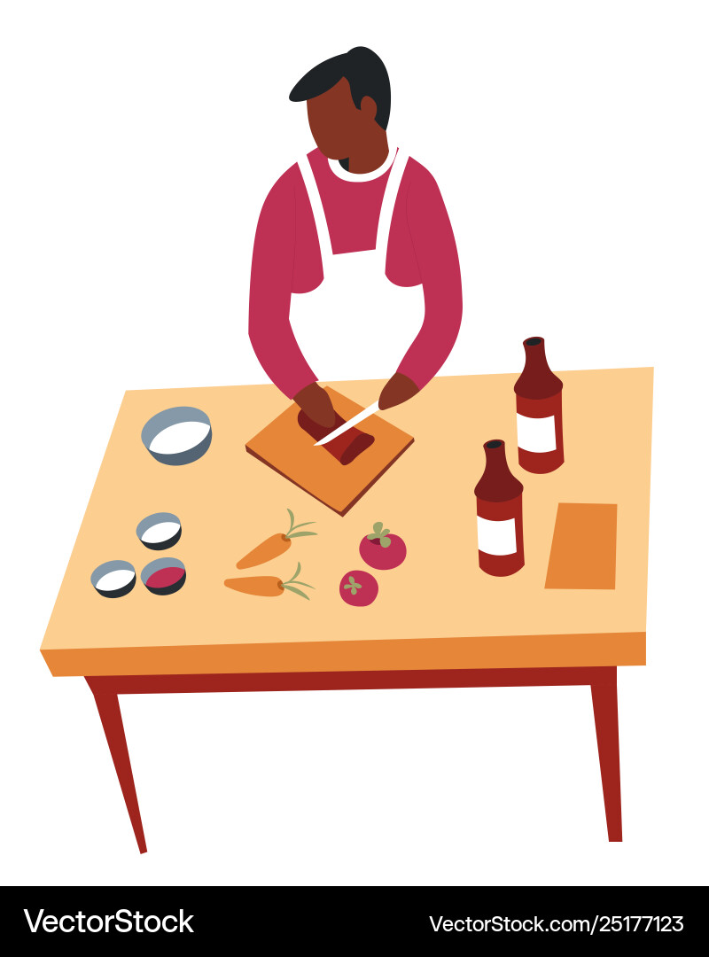 Cooking hobby culinary man at kitchen and dish Vector Image