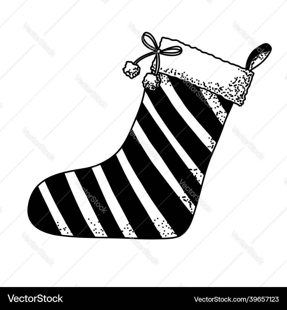 Drawing of christmas stocking for present Vector Image