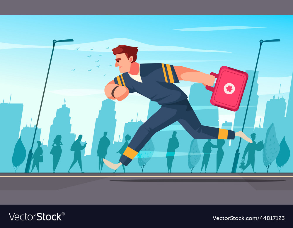 Emergency cartoon poster Royalty Free Vector Image