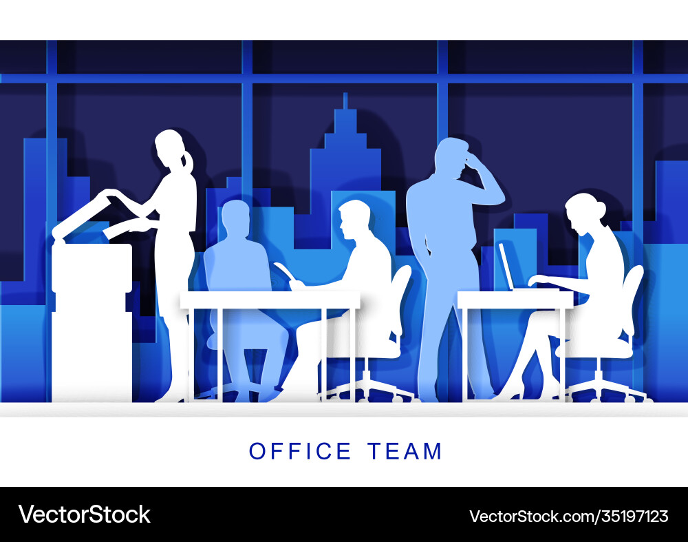 Office life scene in paper Royalty Free Vector Image
