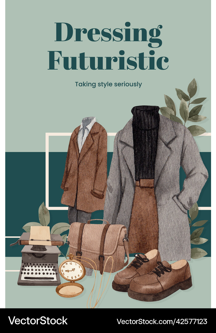 Poster template with dark academia outfit Vector Image
