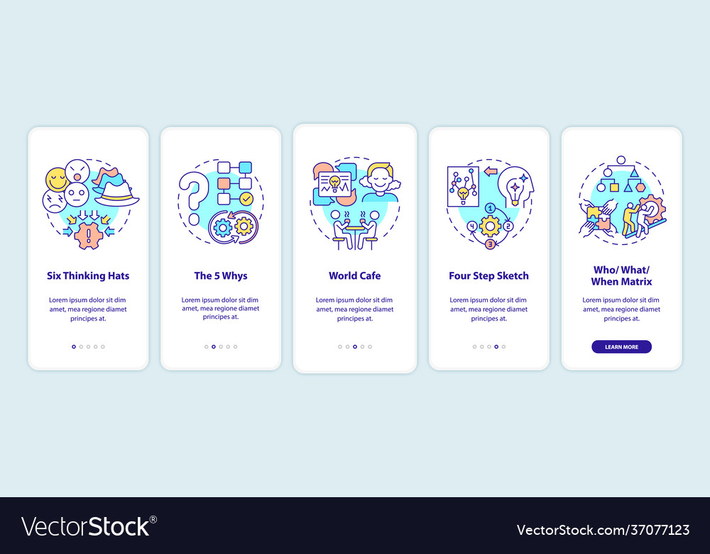 Problem Solving Methods Onboarding Mobile App Vector Image