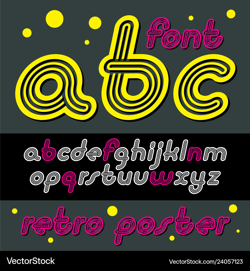 Retro lowercase english alphabet letters abc Vector Image