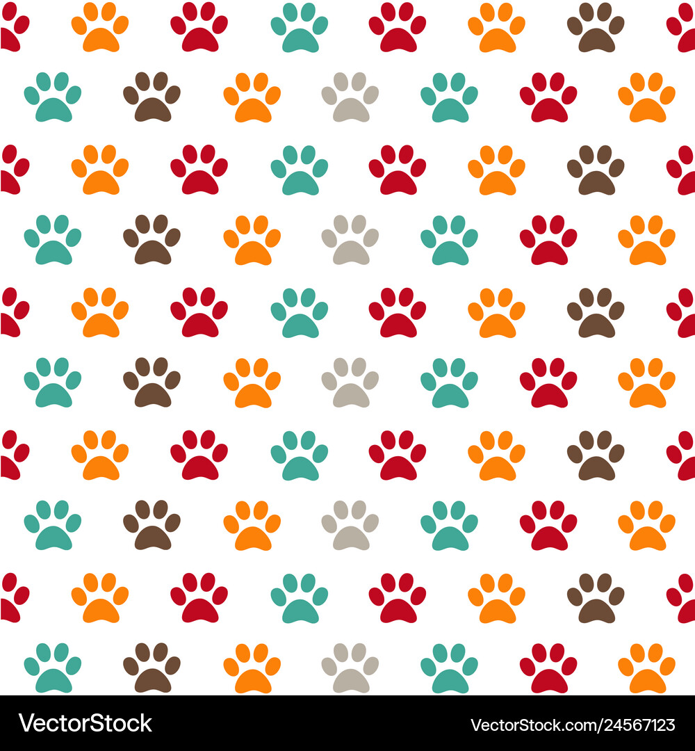 Seamless pattern with colorful animal foot prints Vector Image