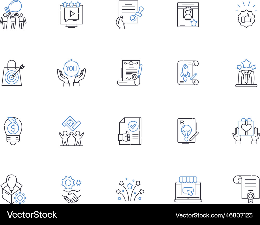 Selling line icons collection bargain closing Vector Image