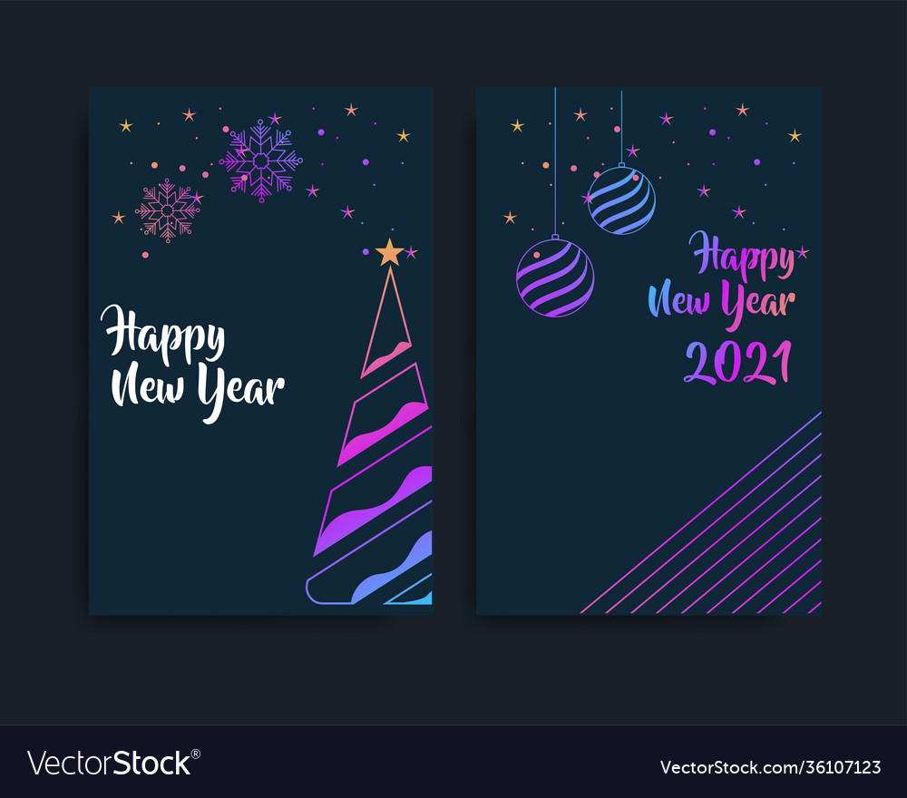 Set card merry christmas and happy new year Vector Image