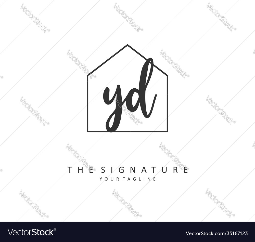 Yd initial letter handwriting and signature logo Vector Image