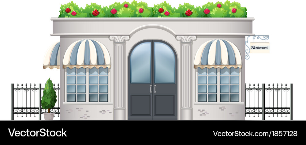 A commercial building with plants at rooftop Vector Image