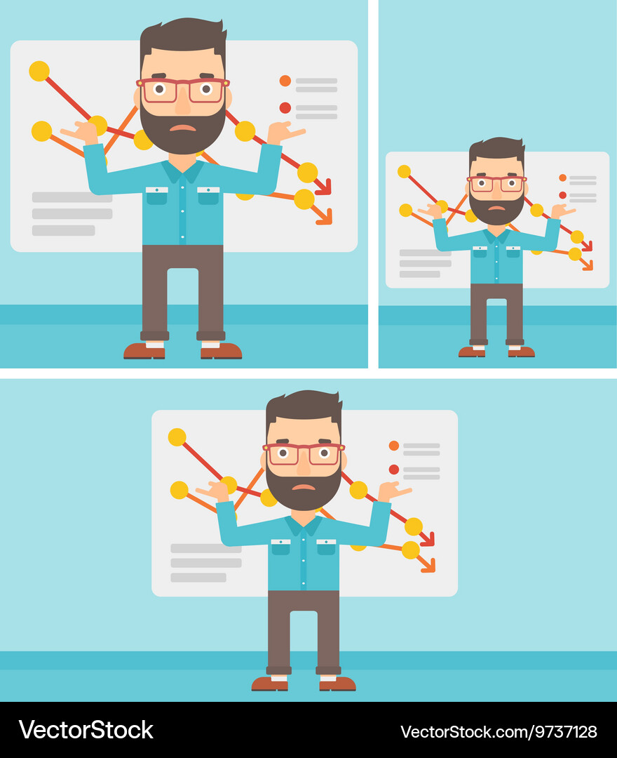 Businessman with decreasing chart Royalty Free Vector Image