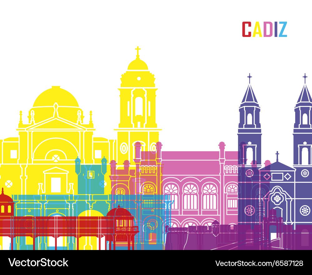 Cadiz skyline pop Royalty Free Vector Image - VectorStock
