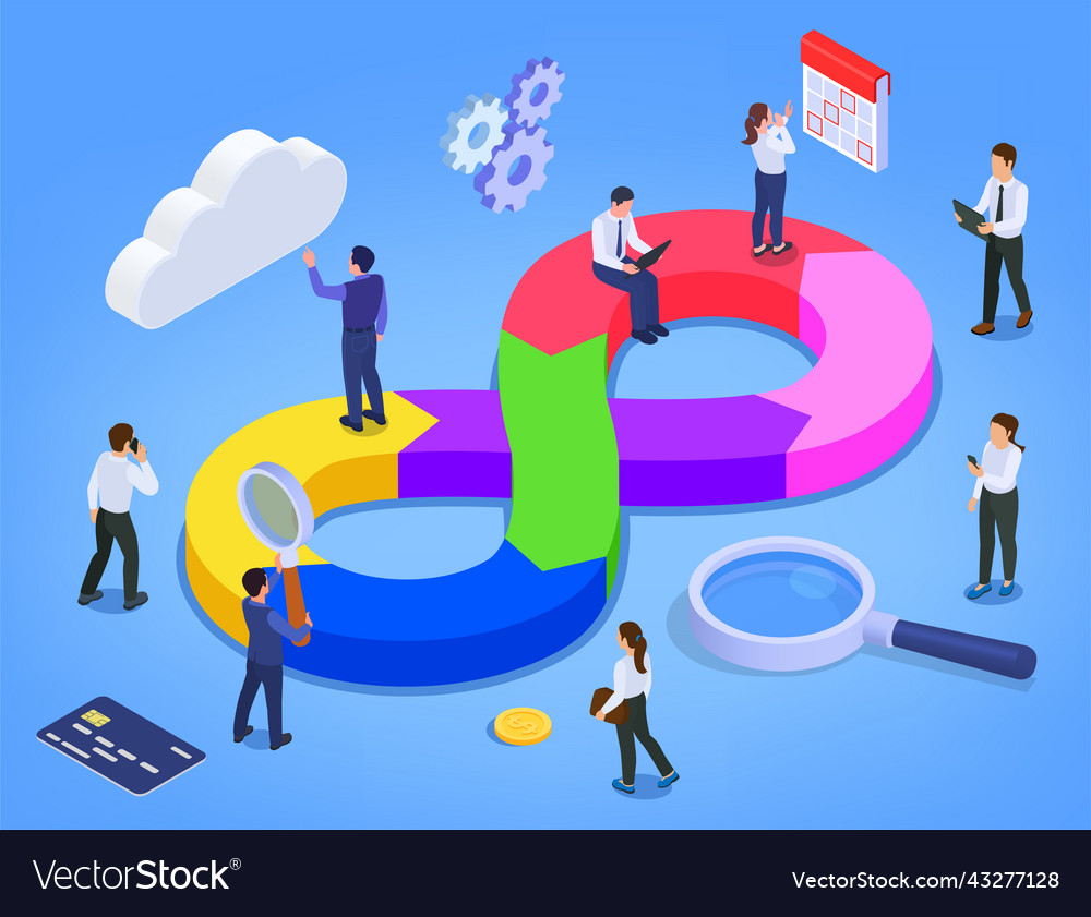 Devops infographics isometric Royalty Free Vector Image