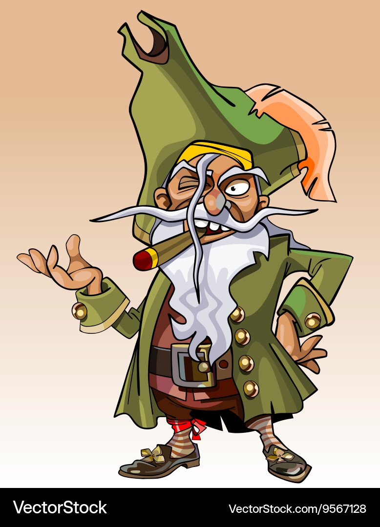 Dwarf cartoon character pirate with a cigar Vector Image