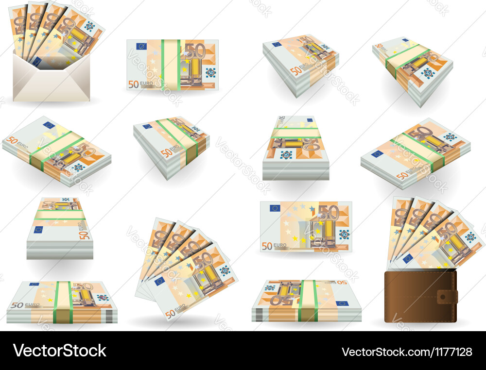 Full set fifty euros banknotes Royalty Free Vector Image