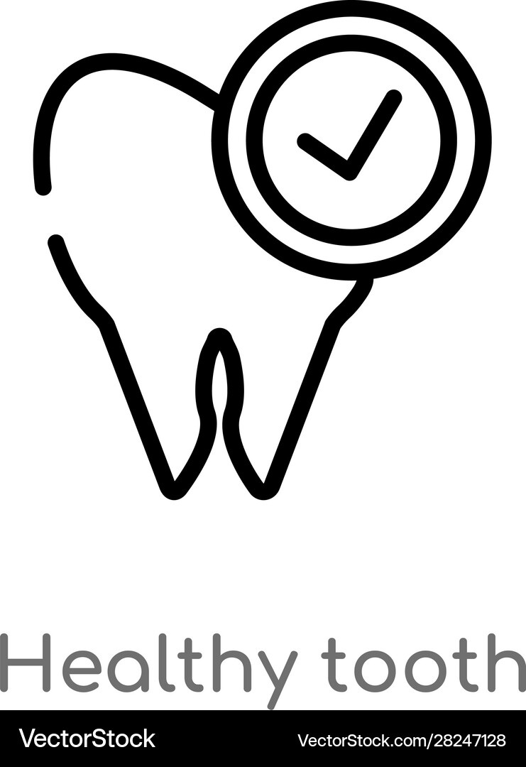 Outline healthy tooth icon isolated black simple Vector Image