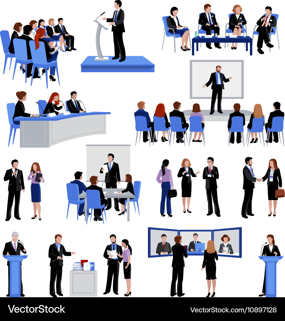 Public Speaking People Flat Icons Collection Vector Image