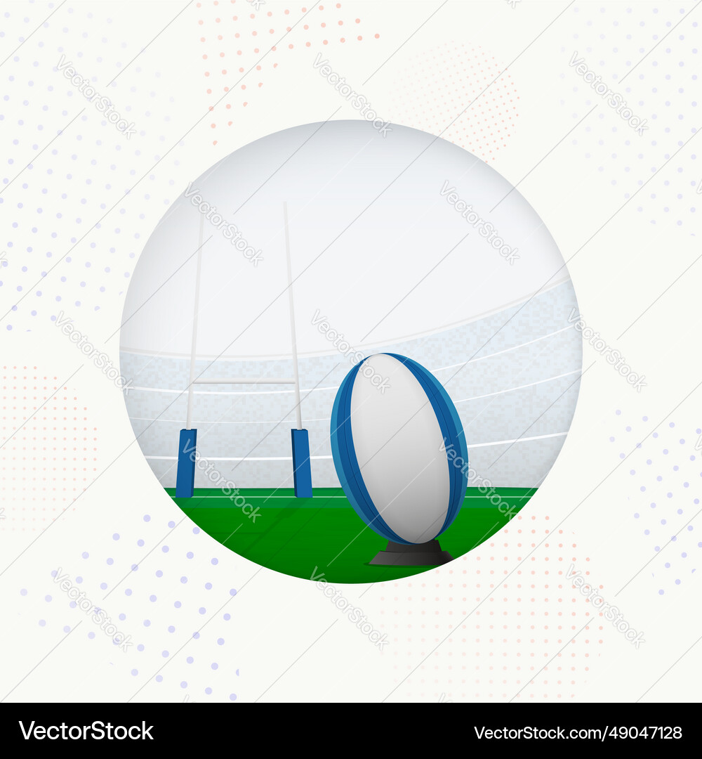 Rugby ball with posts on field circle icon Vector Image
