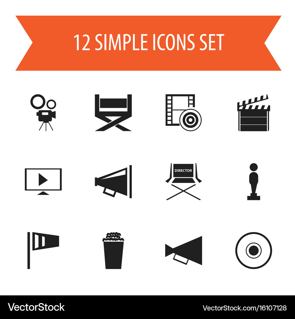 Set 12 editable filming icons includes symbols Vector Image