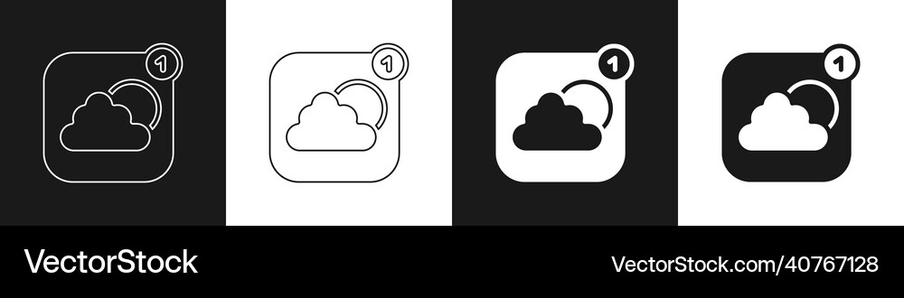Set weather forecast app icon isolated on black Vector Image
