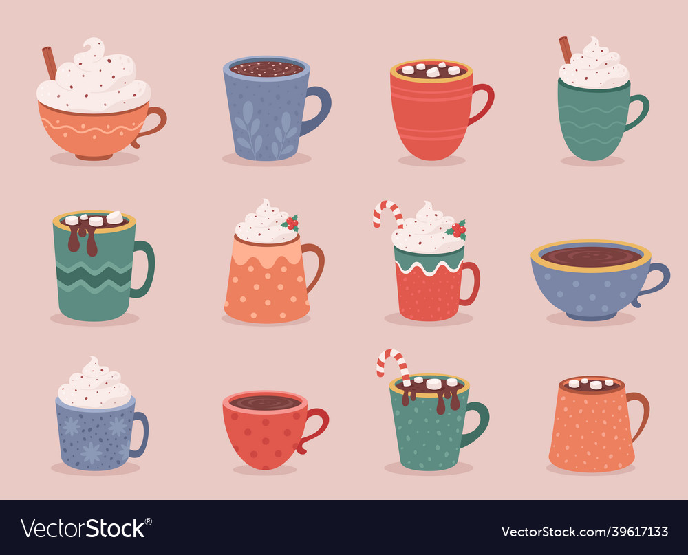 Autumn and winter hot drinks christmas Royalty Free Vector
