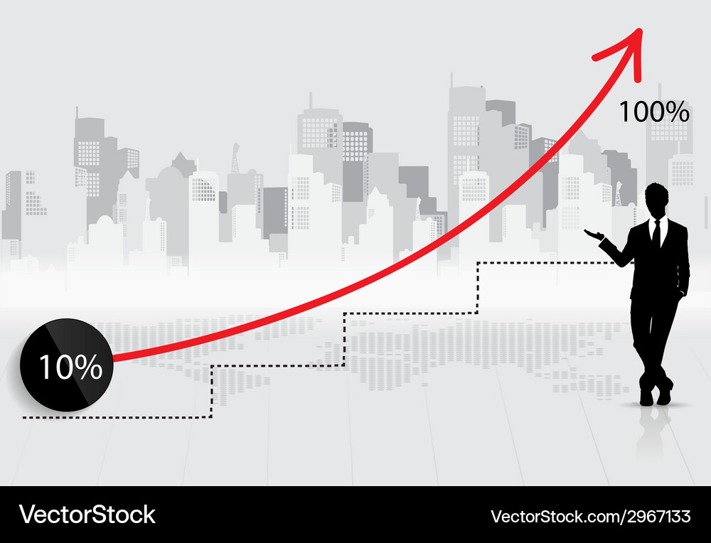 Business growing graph with businessman Royalty Free Vector