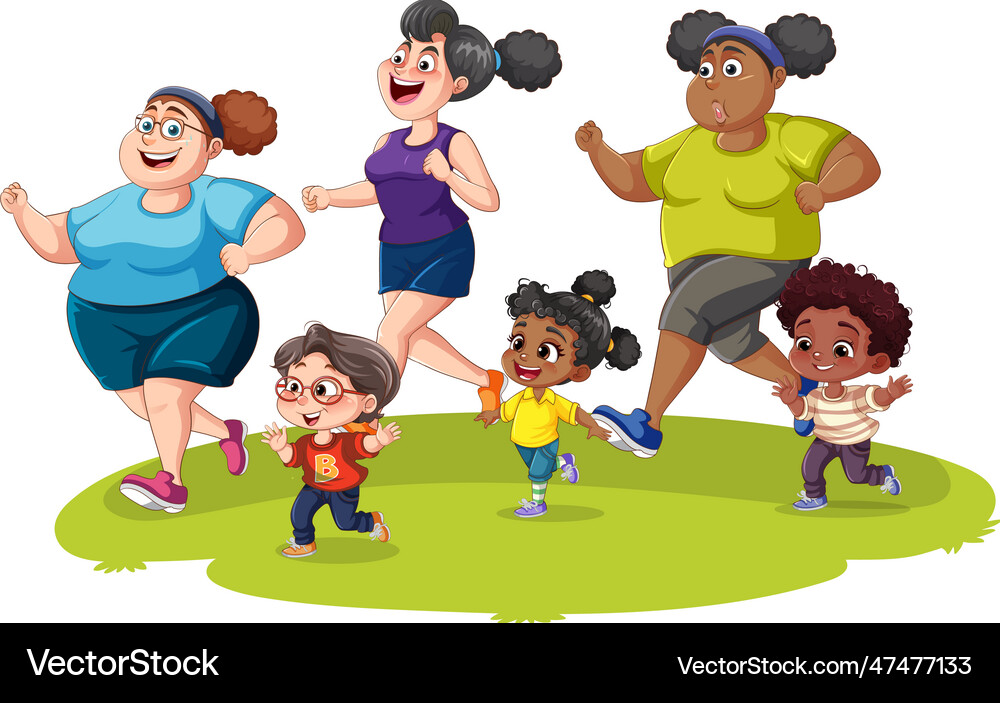 Children and mother exercise isolated Royalty Free Vector