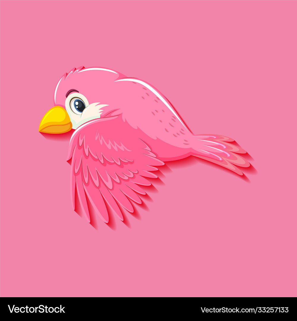 Cute pink bird cartoon character Royalty Free Vector Image
