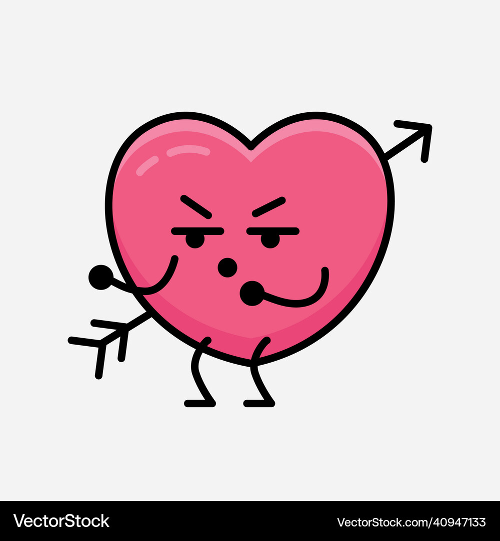 Heart with arrow mascot character Royalty Free Vector Image
