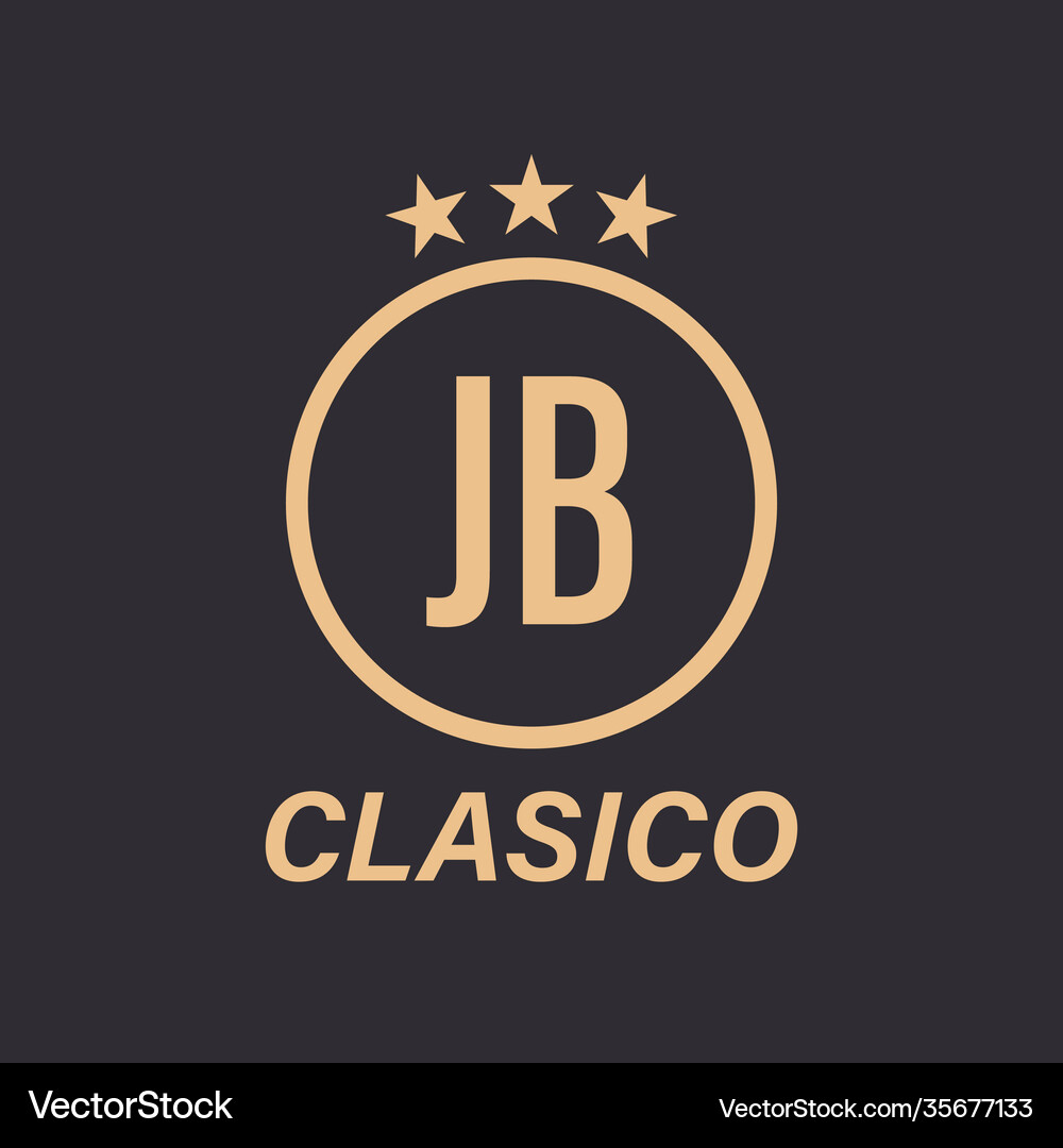 Jb letter logo design with star icon classic Vector Image