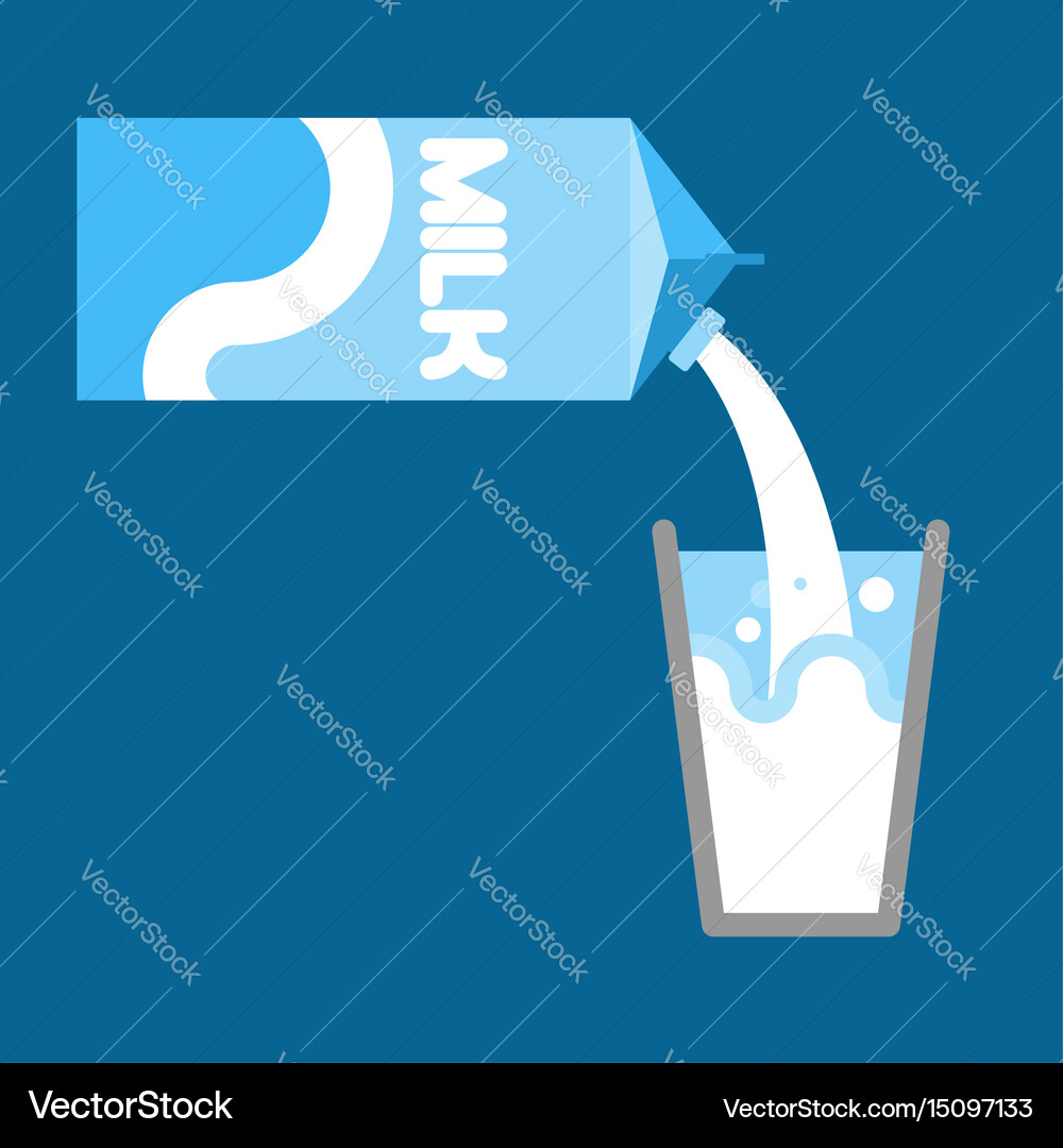 Milk packaging and glass pour dairy white liquid Vector Image