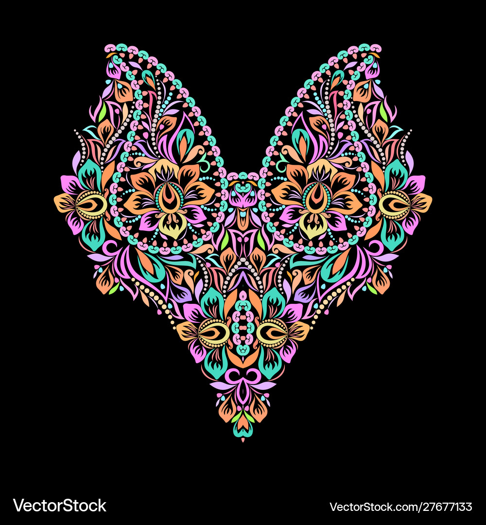 Neckline ethnic floral design Royalty Free Vector Image