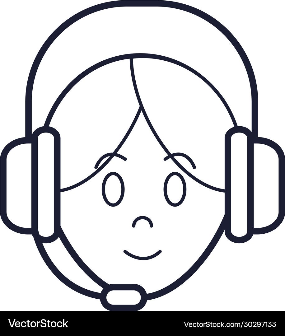 Operator woman with headphone icon line style Vector Image