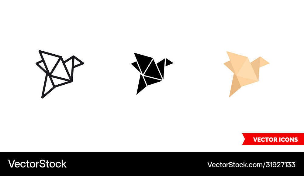 Origami icon 3 types isolated sign Royalty Free Vector Image
