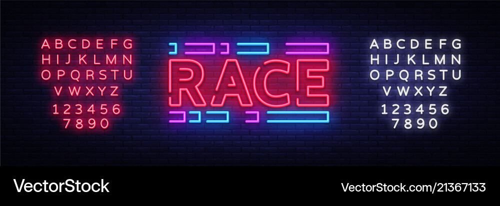 Race neon sign racing design template Royalty Free Vector