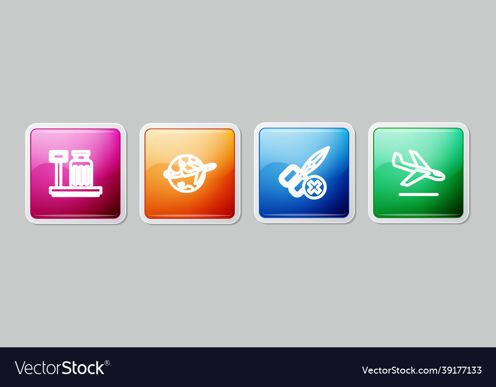 Set line scale with suitcase globe flying plane Vector Image Set line scale with suitcase globe flying plane Vector Image