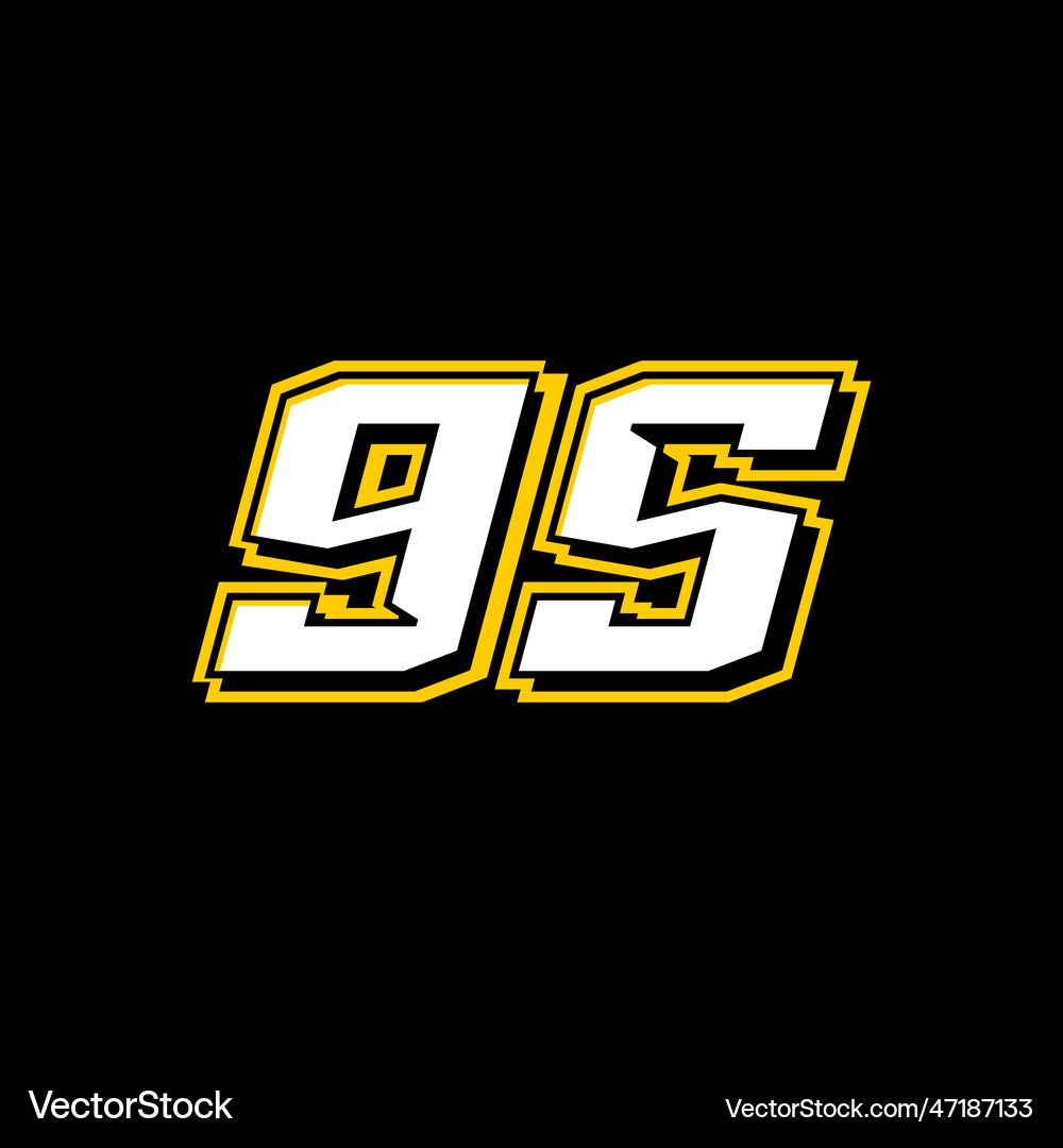 Sport racing number template 95 Royalty Free Vector Image