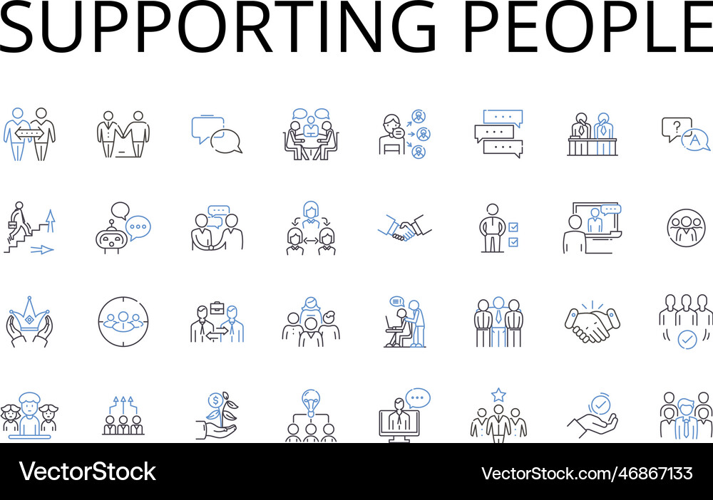 Supporting people line icons collection helping Vector Image