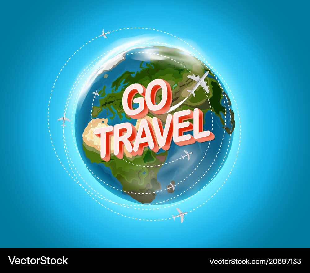 Travel destination concept with logo go Royalty Free Vector