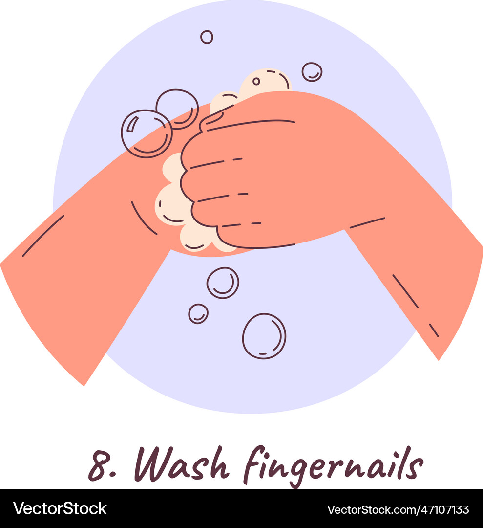 Wash fingernails hygiene badge Royalty Free Vector Image