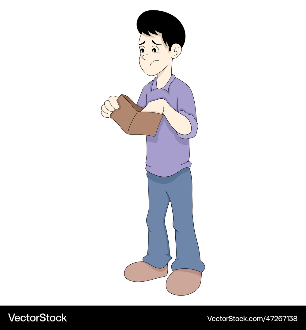 A poor man with sad face because of an empty Vector Image