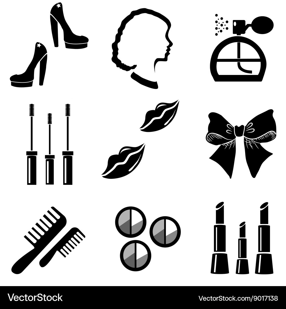 Beauty and makeup icons set Royalty Free Vector Image
