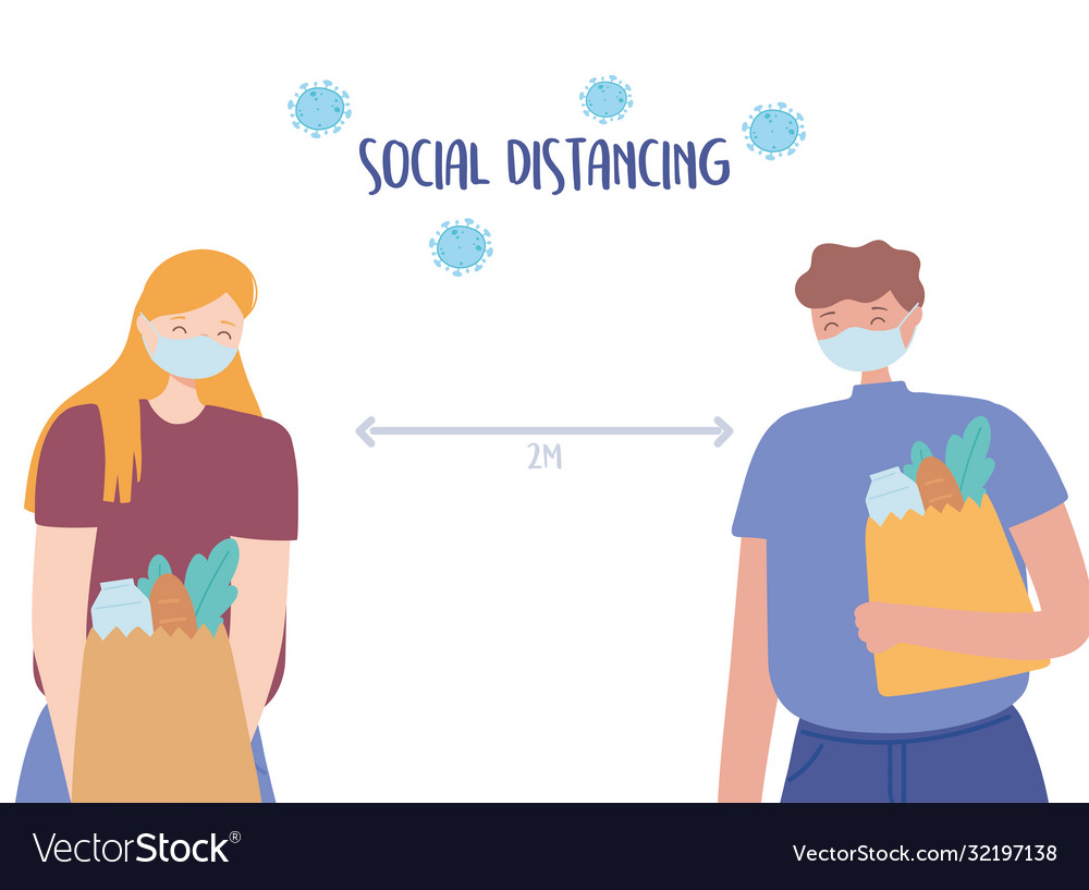 Covid 19 coronavirus social distancing man and Vector Image