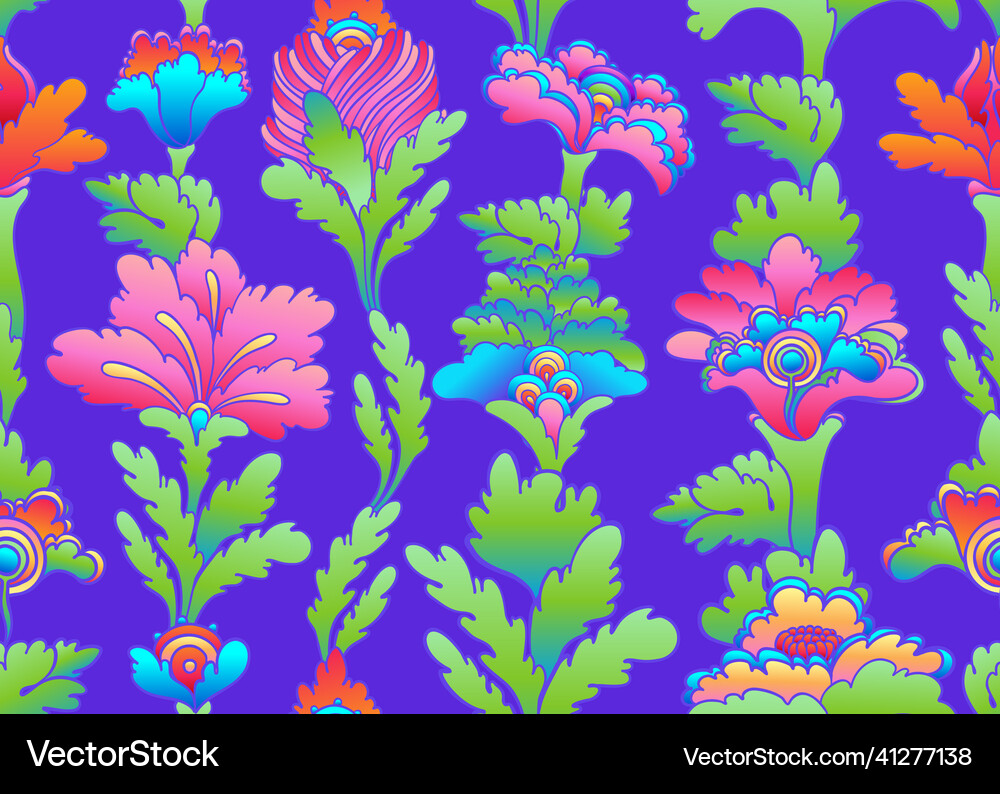 Floral colorful seamless pattern retro 60s Vector Image