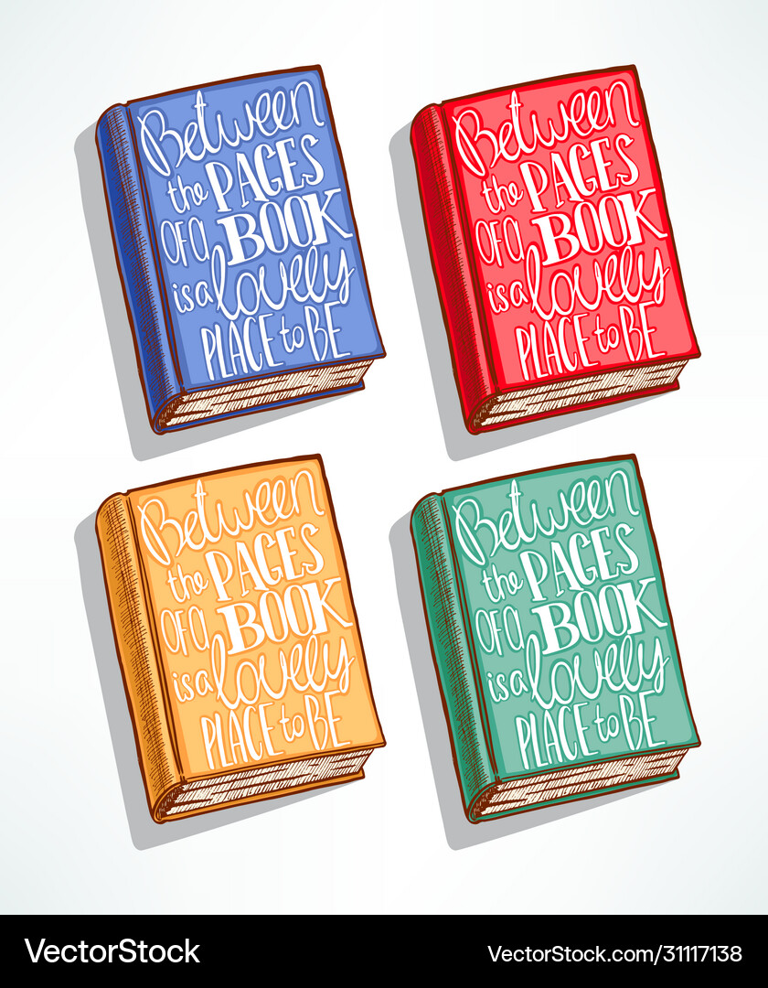 Hand-drawn books with quote Royalty Free Vector Image