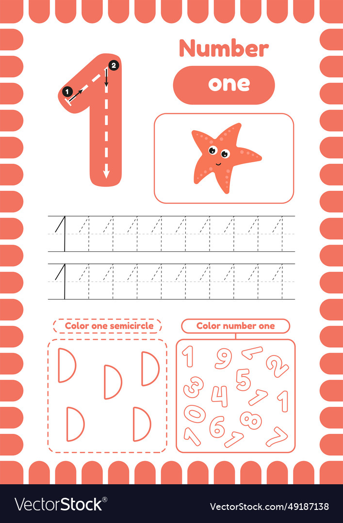 Kids activity pages learn numbers preschool Vector Image